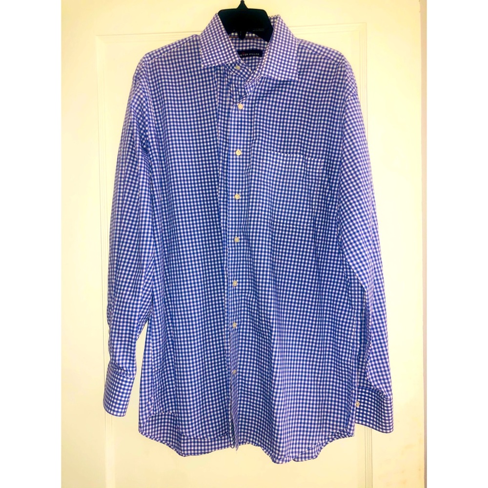 Peter Millar Blue White Checkered Button Down Top - Gem